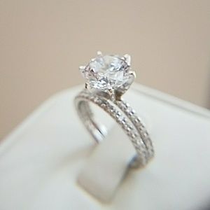 Jewelry | 2ct Round Engagement Ring Wedding Band 2pcs Set | Poshmark